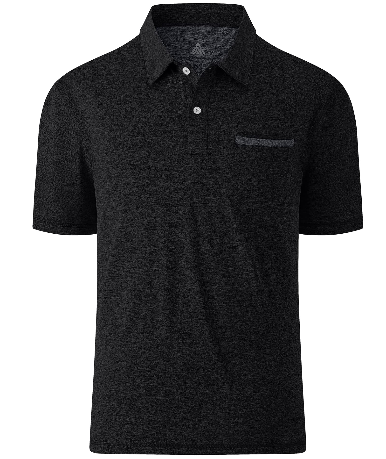 JACKETOWN Golf Polo Shirts for Men Moisture Wicking Sports T-Shirts Short Casual Polo(Black,2XL)
