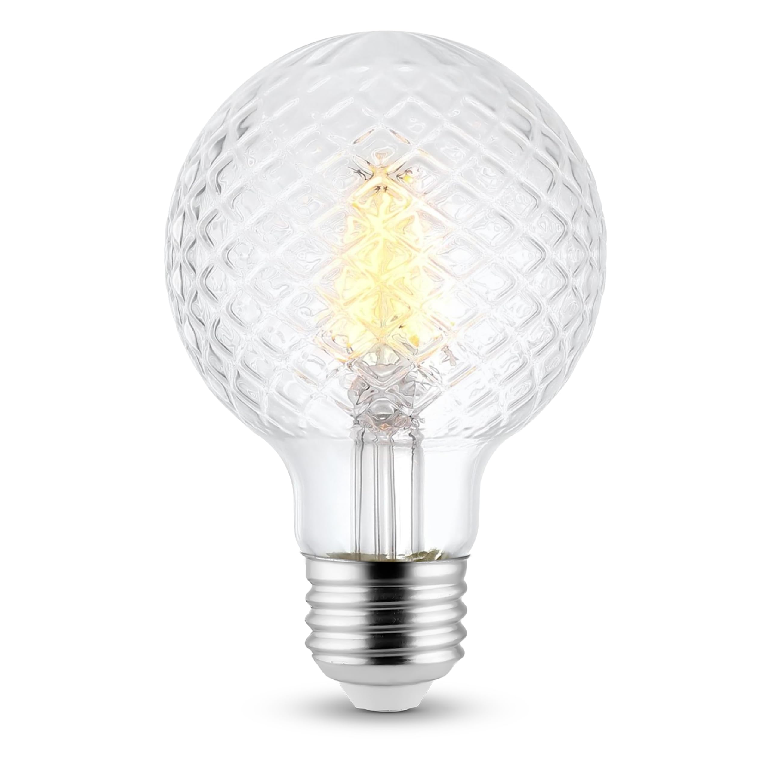 OHBULBS G25 Clear LED Light Bulb with E26 Medium Base Bulb | 5.5 Watt Dimmable Cut Glass Filament 3000K White Light – Ideal for Chandeliers, Vanity Fixtures, Bath Bars, Pendant Lights
