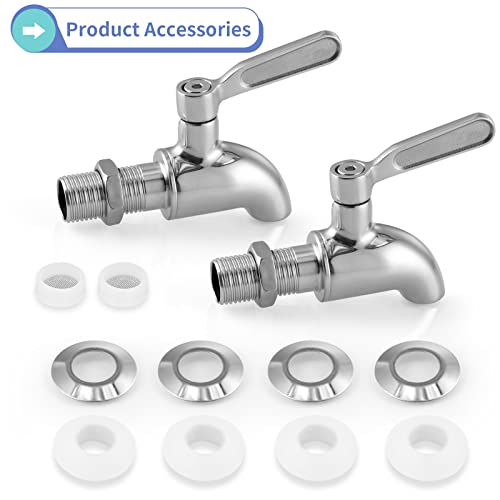 MOLIGOU 2 Pack Beverage Dispenser Replacement Spigot, Stainless Steel Spigot for Drink Dispenser, Water Dispenser Replacement Spout, Fits 5/8 inch Opening