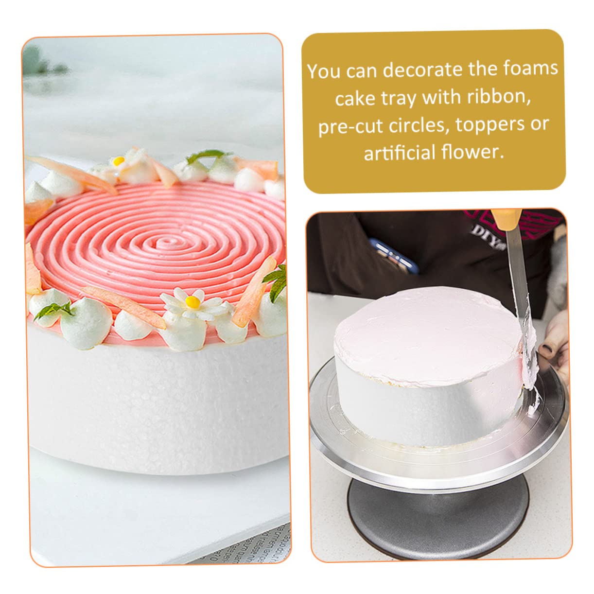 EXCEART 10 Pcs Foam Disc Foam Cake Circles Cake Practice Model Foam Cake Dummy Cake Shape Foams Cake Tray Trays Decorative Foams Cake Plate Child Craft Supplies Unique Foam White