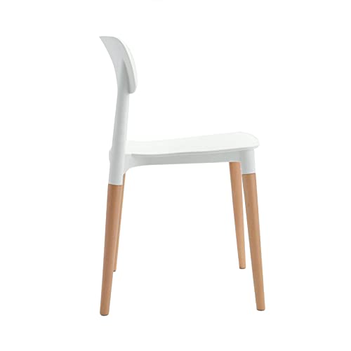 Porthos Home Clyde Dining Chairs Set of 4 with Waterproof and Stain-Resistant PP Plastic Back, Seat and Legs with Woody Accents (Space-Saving Stackable Design for Dining Rooms