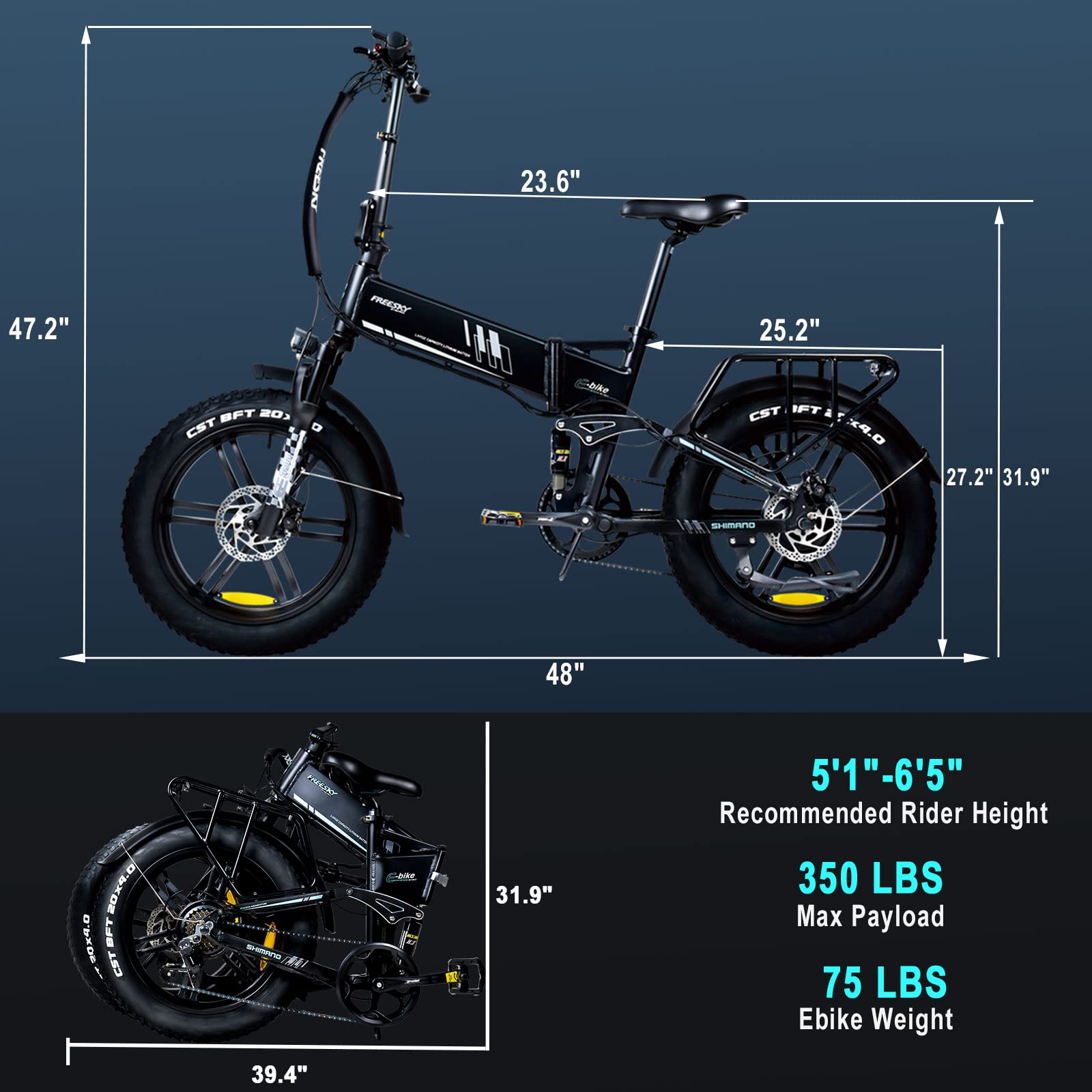 FREESKY Electric Bike for Adults Step-Thru ebike