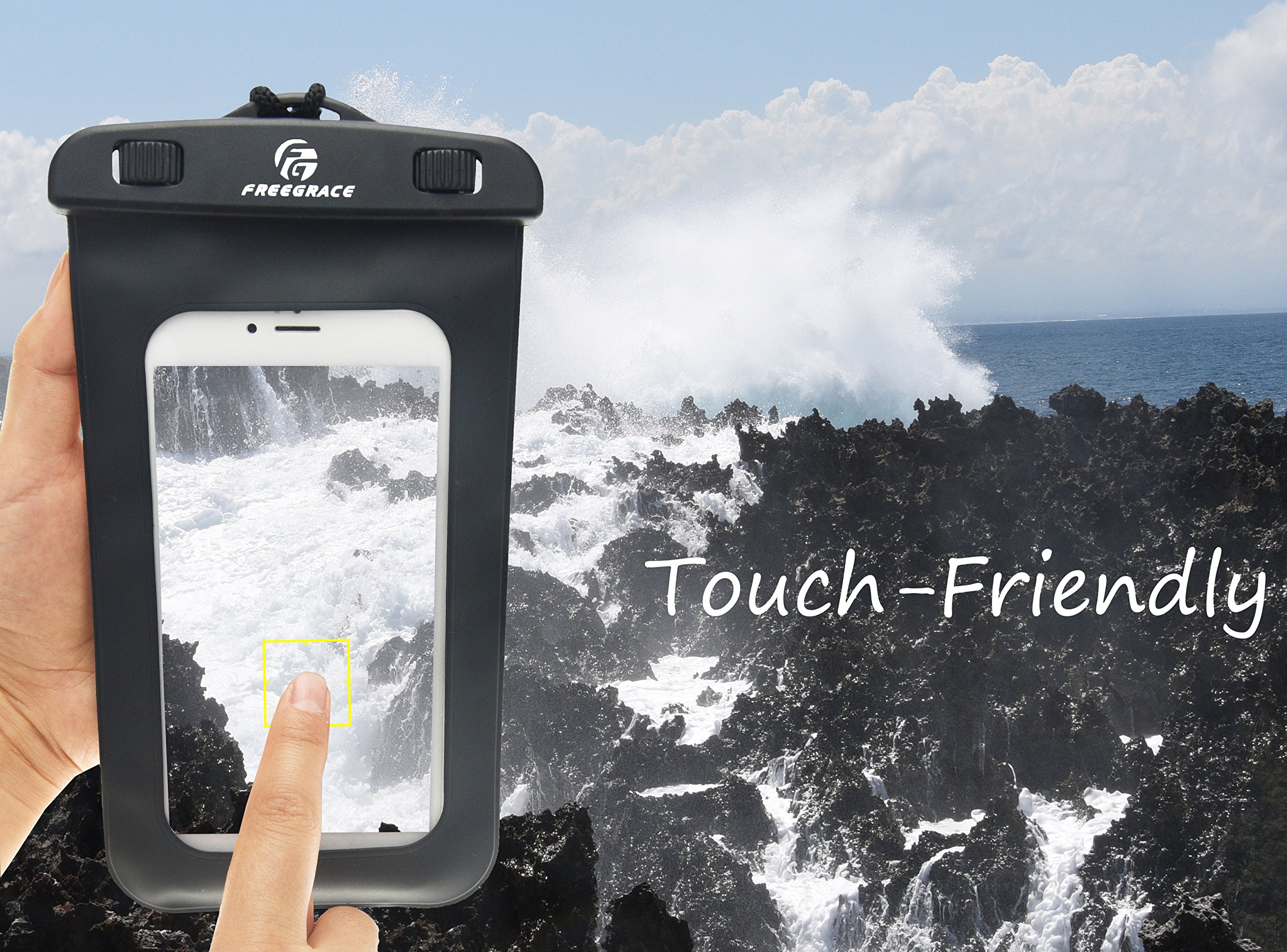 Freegrace Premium Waterproof Pouch Set with Neck Strap - Best Way to Keep Your Phone and Valuables Dry and Safe - Perfect for Boating Swimming Snorkeling Kayaking Beach Water Parks(Phone Case 2 Pack)