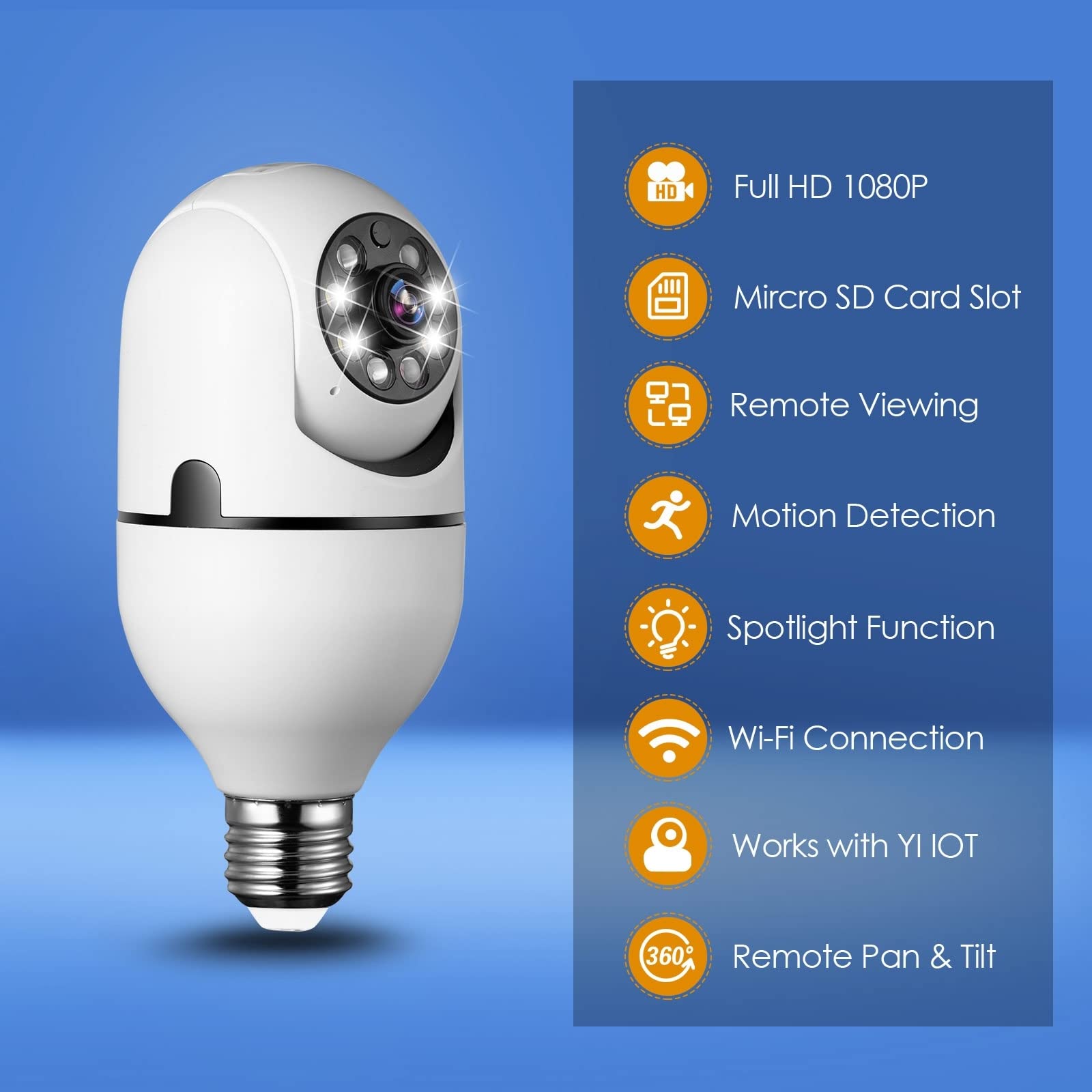 WiFi Security Camera HD 1080P Night Vision Motion Detection Mobile Tracking 2-Way Talk Pan Tilt for Home Kid Pet Nancy Security