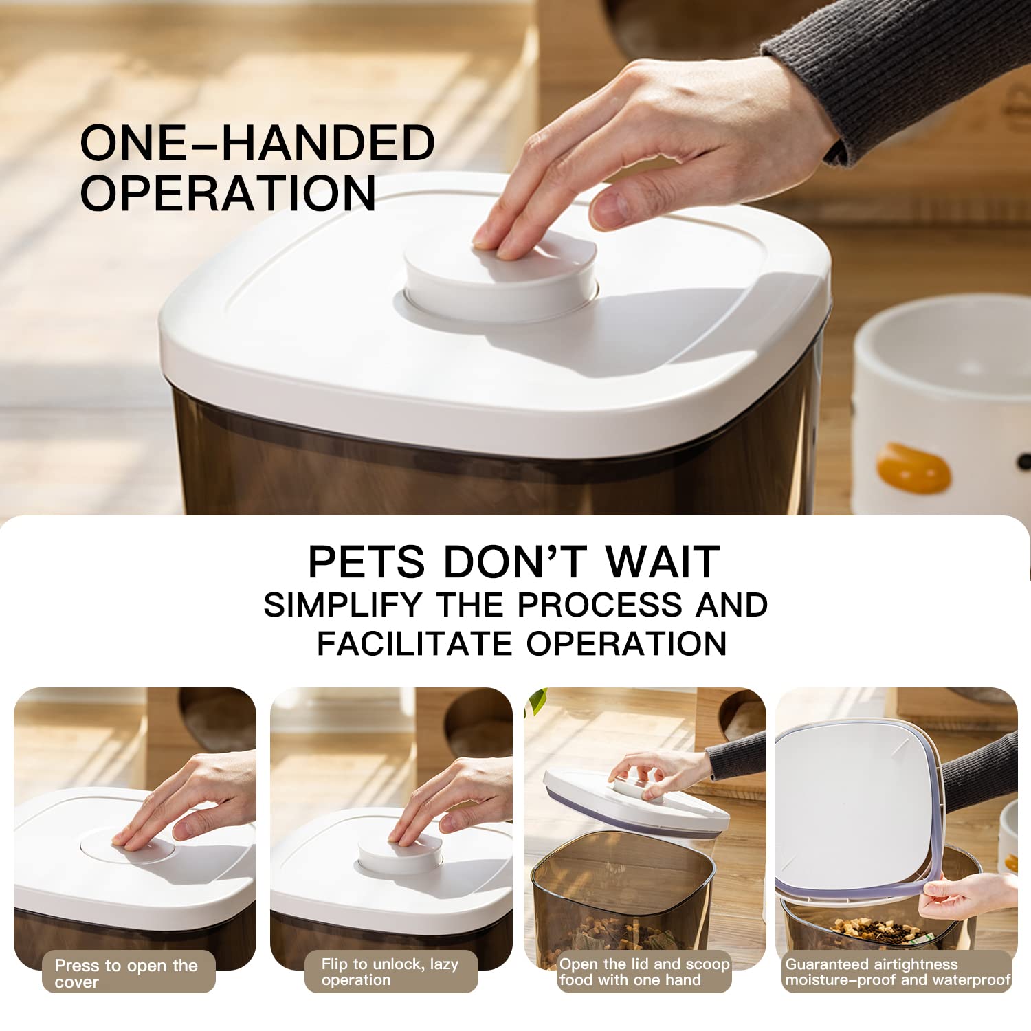 LivLab Rice Dispenser,5.28 Qt/5 L/10 Lbs Food Storage Container with Measuring Cup Food Cereal Container Bins Household for Pet Food Organization…