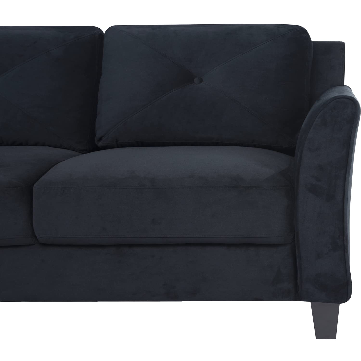 Naomi Home Black Button Tufted Sofa & Loveseat Set, Black Modern Microfiber Furniture for Small Spaces, Durable and Sturdy, Tool-Free Assembly, Affordable Living Room Sofa Cama, Stylish and Compact