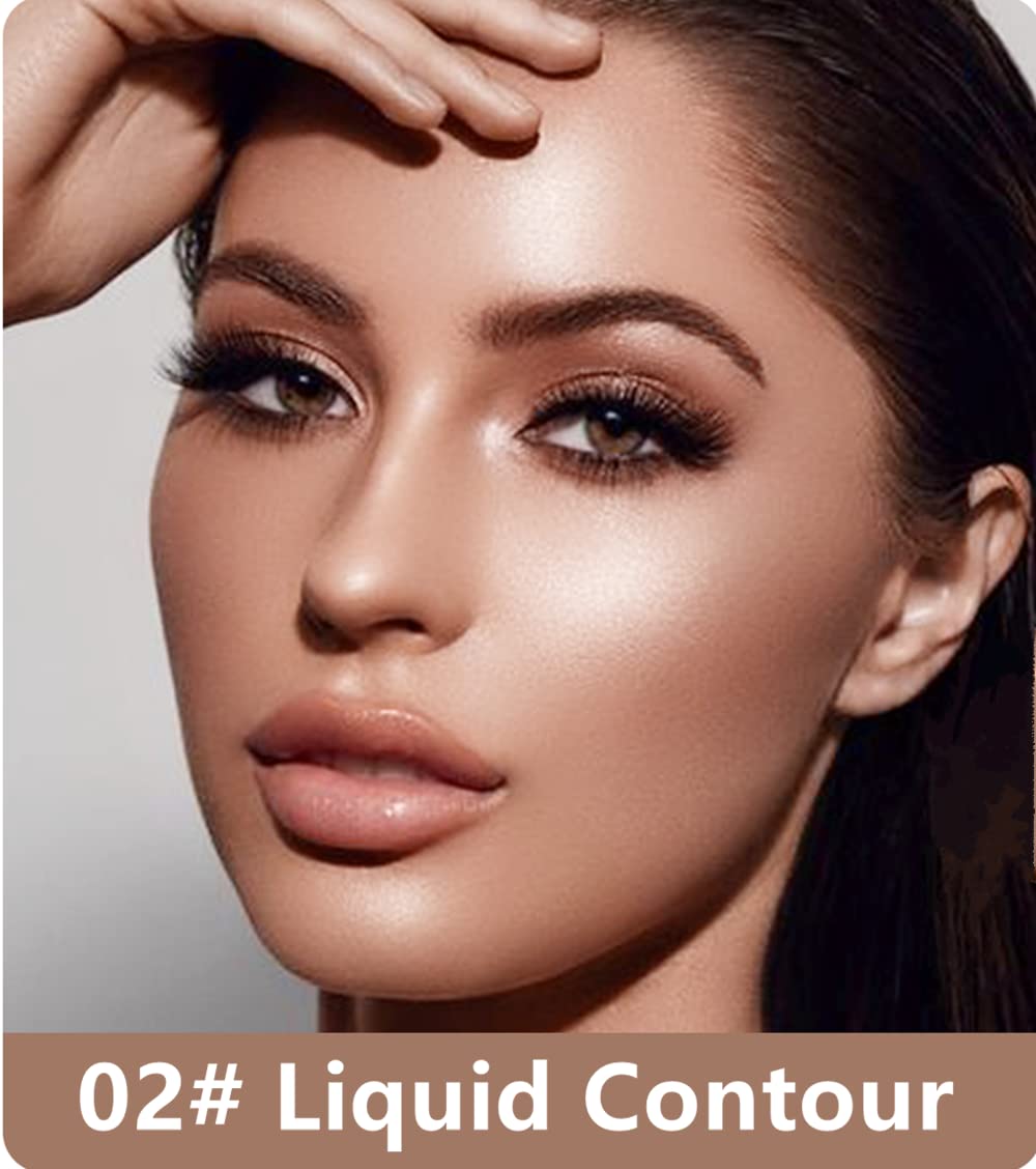 Go Ho 3PCS Liquid Contour&Blush&Highlighter Beauty Wand,Blendable Super Silky Cream Contour Stick,Face Moisturizing Contour Blush Stick with Fine Cushion Applicator,Cruelty-free,02# Contour &03#Blush&