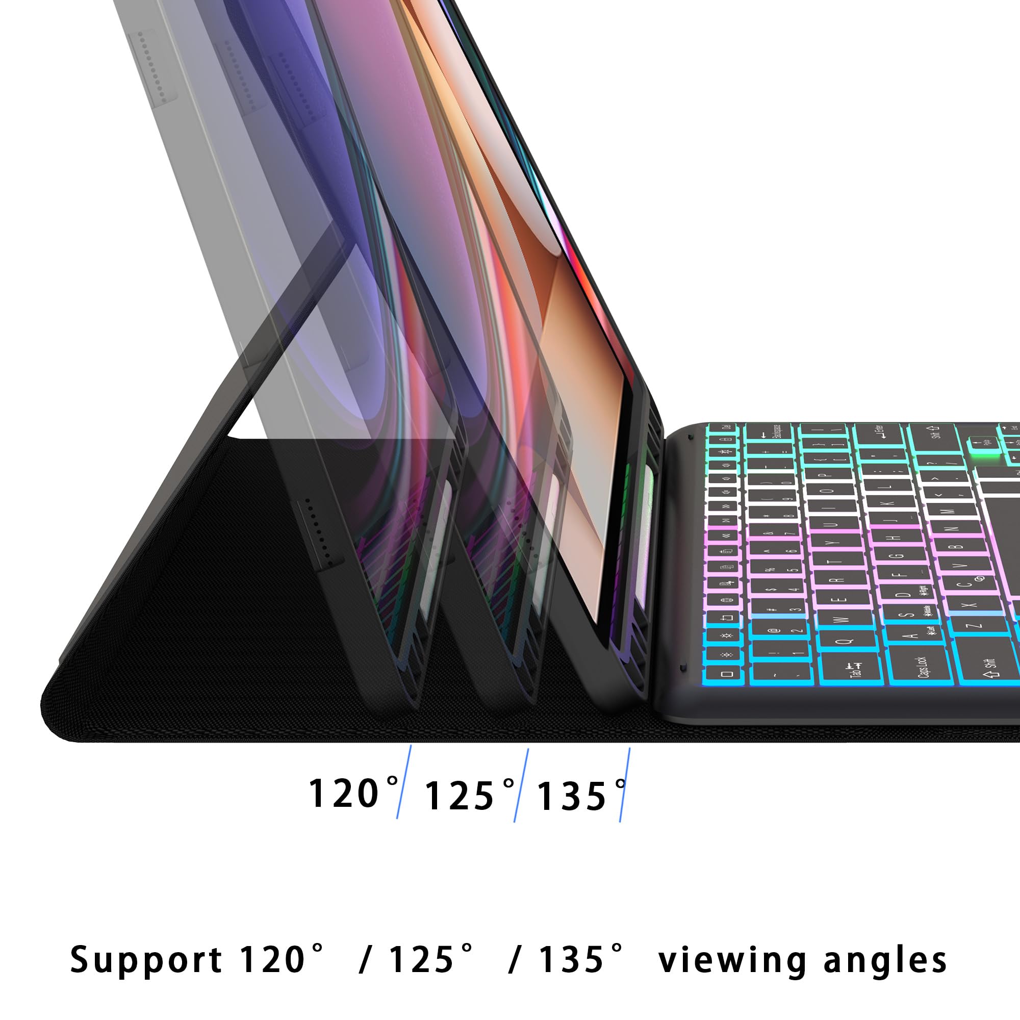 Keyboard Case for iPad 10th Generation 2022 10.9 inch: 7 Color Backlit Detachable Bluetooth Wireless Keyboard - Multi-Touch Trackpad Magnetic Keyboard Cover with Pencil Holder for iPad 10.9 inch 2022