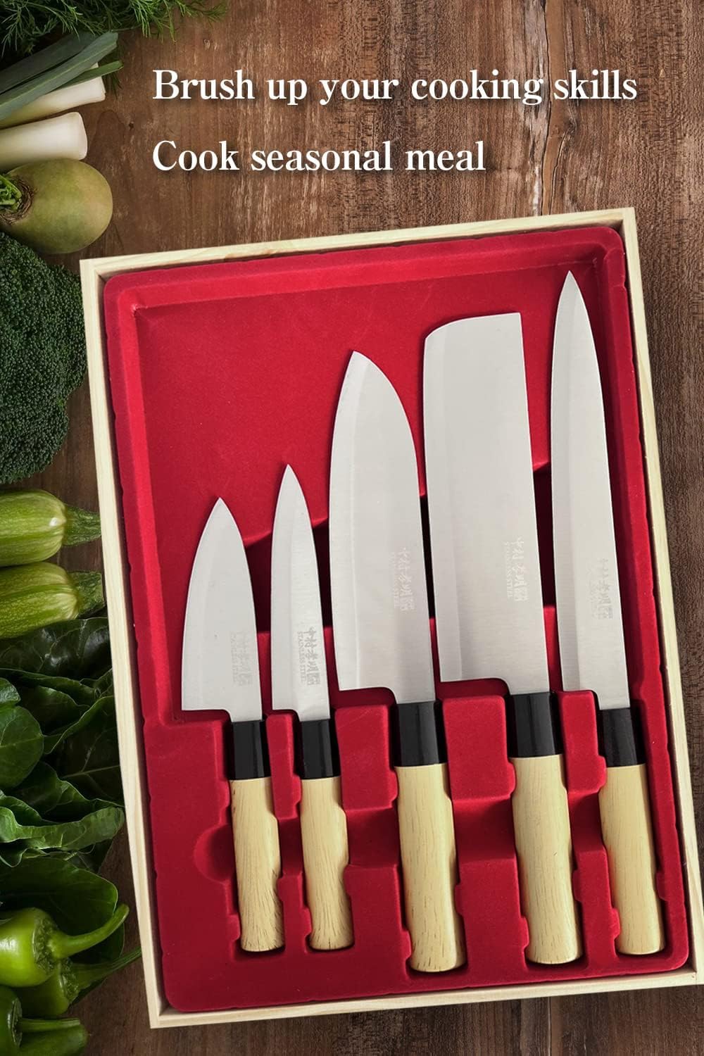 TSTADVANCE Kitchen Knife Set Of 5 Produced By Komei Nakamura Including Sushi Knife Japanese
