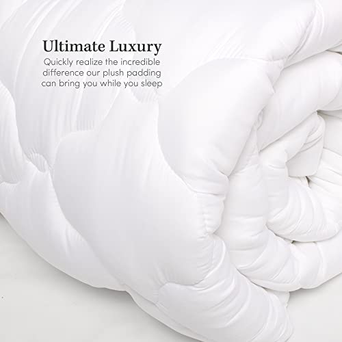 ExceptionalSheets Pillow Top Mattress Pad - Found in Marriott Hotels with Fitted Skirt and 18" Deep Pockets - Supportive Pillowtop Mattress Pad Cover with Cluster Fiber - Twin Size