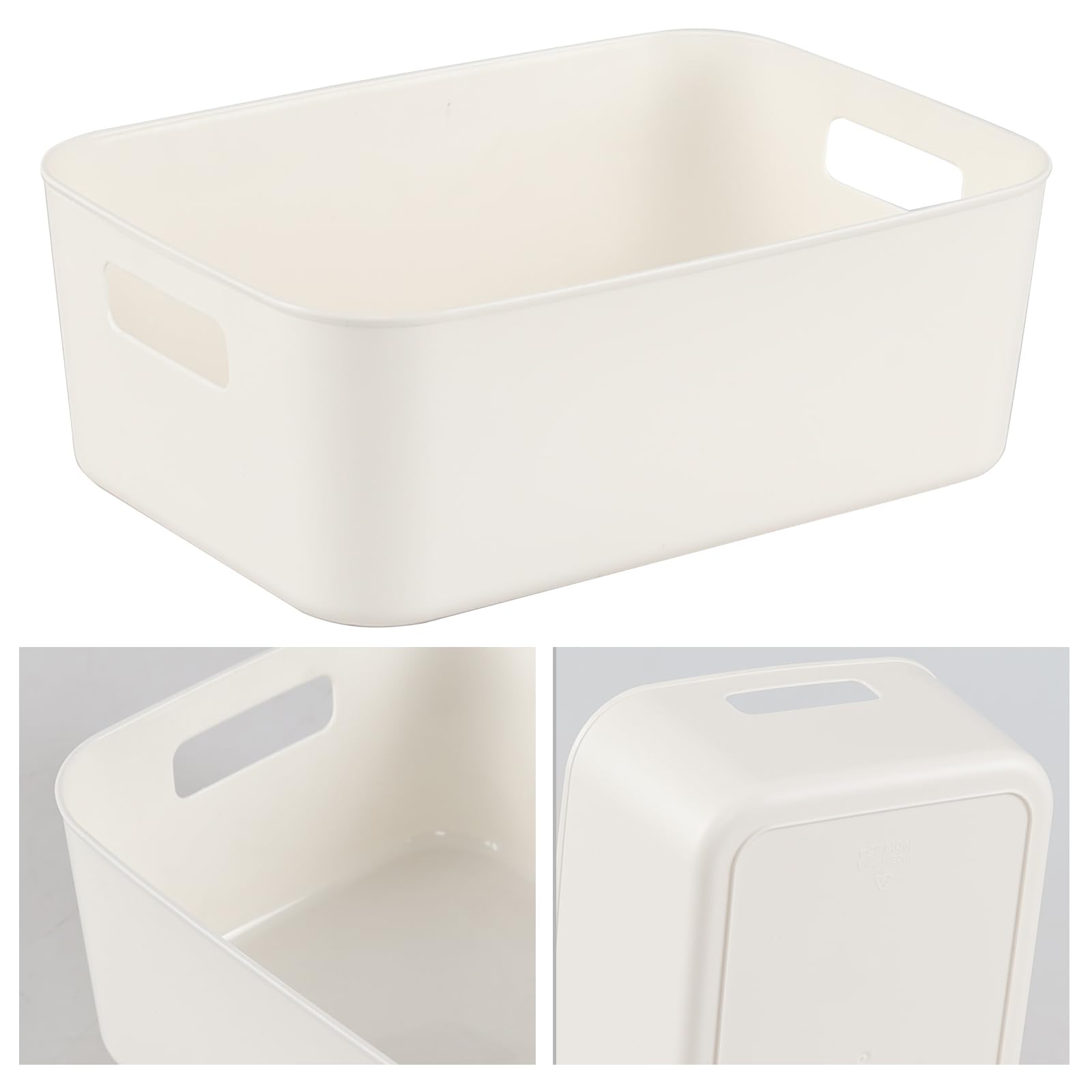 Tstorage Plastic Open Storage Bins for Cupboards, Plastic Storage Baskets with Handles, White, 6 Packs