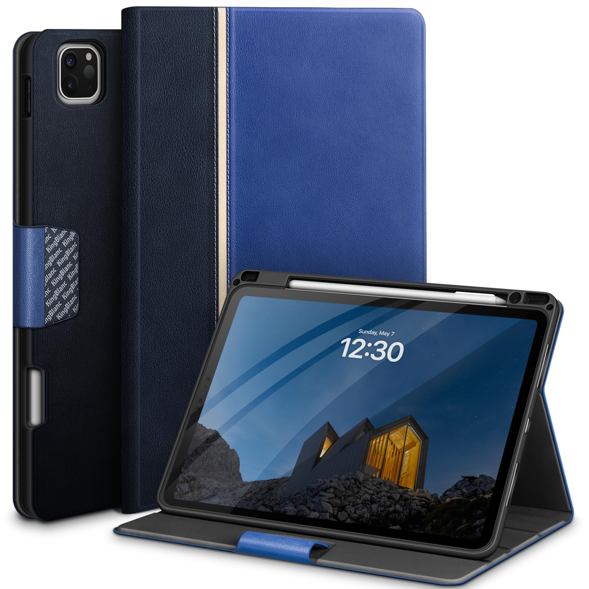 KingBlanc Case for iPad Pro 11 inch 4th/3rd/2nd Generation (2022/2021/2020) with Pencil Holder, PU Leather Stand Smart Cover, Auto Sleep Wake, Brown