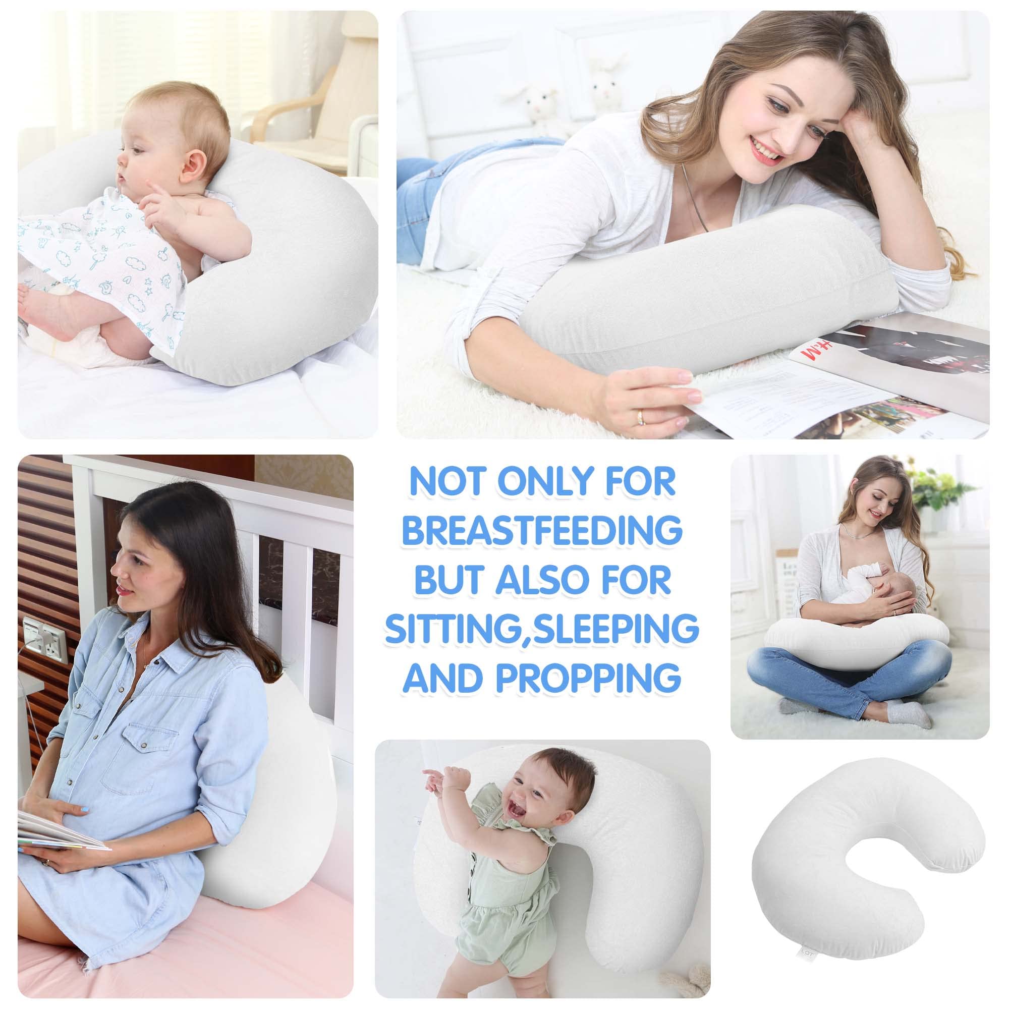 LAT Waterproof Nursing Pillow for Breastfeeding,Waterproof Removable Cover,Ergonomic Breast Feeding Pillows Baby for Baby Boys and Girls,Machine Washable(White)