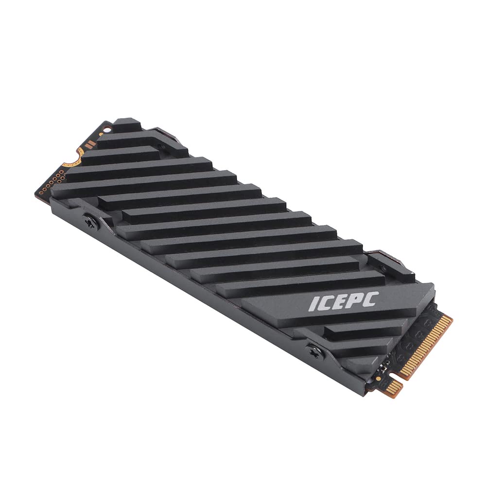 icepc M.2 PCIE NVME 2280 SSD Graphene Coating Full-Cover Copper Heatsink,SSD Radiator with Thermal Conductive Adhesive for Laptop PC PS5 2280 NGFF Solid State Disk Cooler(Grid Pattern)
