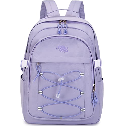 MIRLEWAIY Children School Bag Laptop Backpack Teen Girl School Backpack Women Bookbag Student Daypack with Planet embroidery, Taro purple