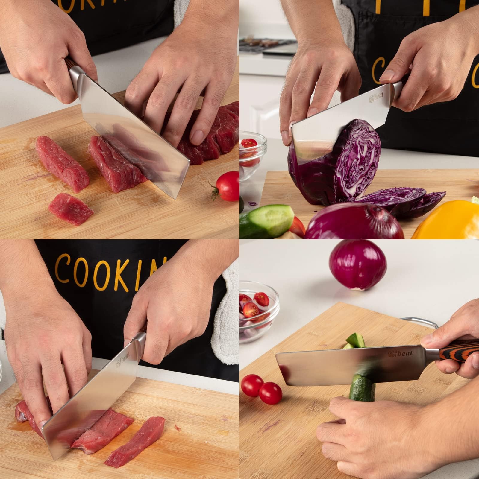 Fashionwu Knife Set, 17 Pcs Kitchen Knife Set with Block, Razor-Sharp, With knife sharpener, High Carbon German Stainless Steel Knife