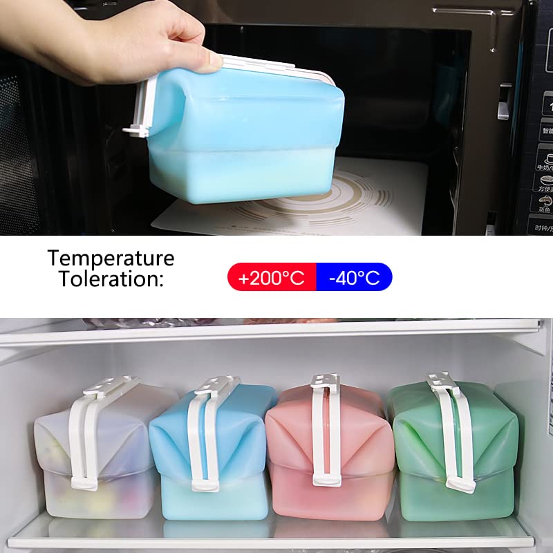 NOLOG YAYIN Reusable Silicone Bags - Leakproof & Airtight {100% Food Grade Silicone} Microwave & Dishwasher Safe Freezer Silicone