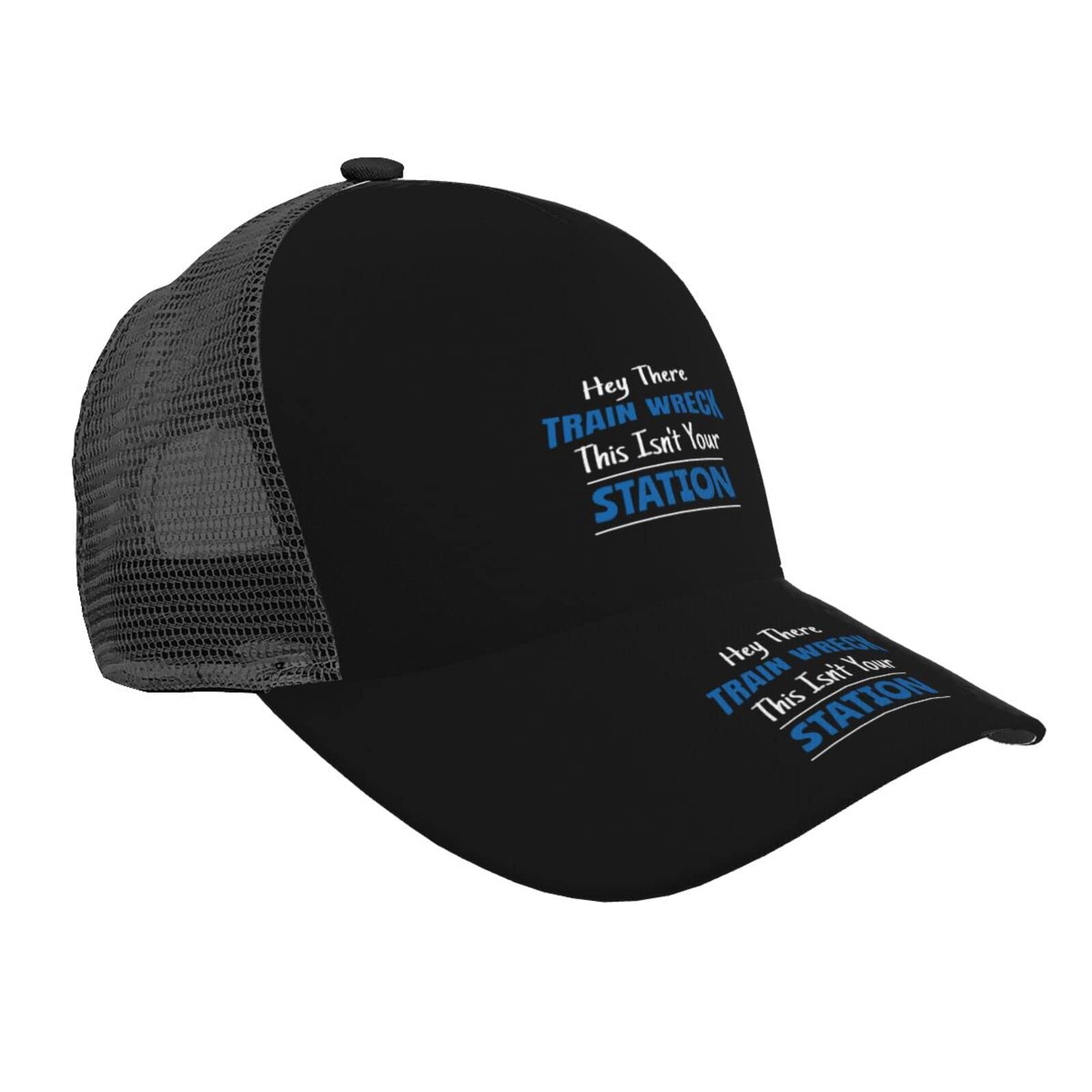 Hey There Train Wreck, This Isn't Your Station Men's and Women's Mesh Hat Baseball Hat Sandwich Hat All Seasons Black