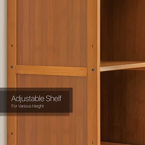 MoNiBloom 4 Tier Bookshelf, Bamboo Display Shelves Bookcase Storage Book Shelves Organizer Freestanding for Living Room Bedroom Office Décor, Brown