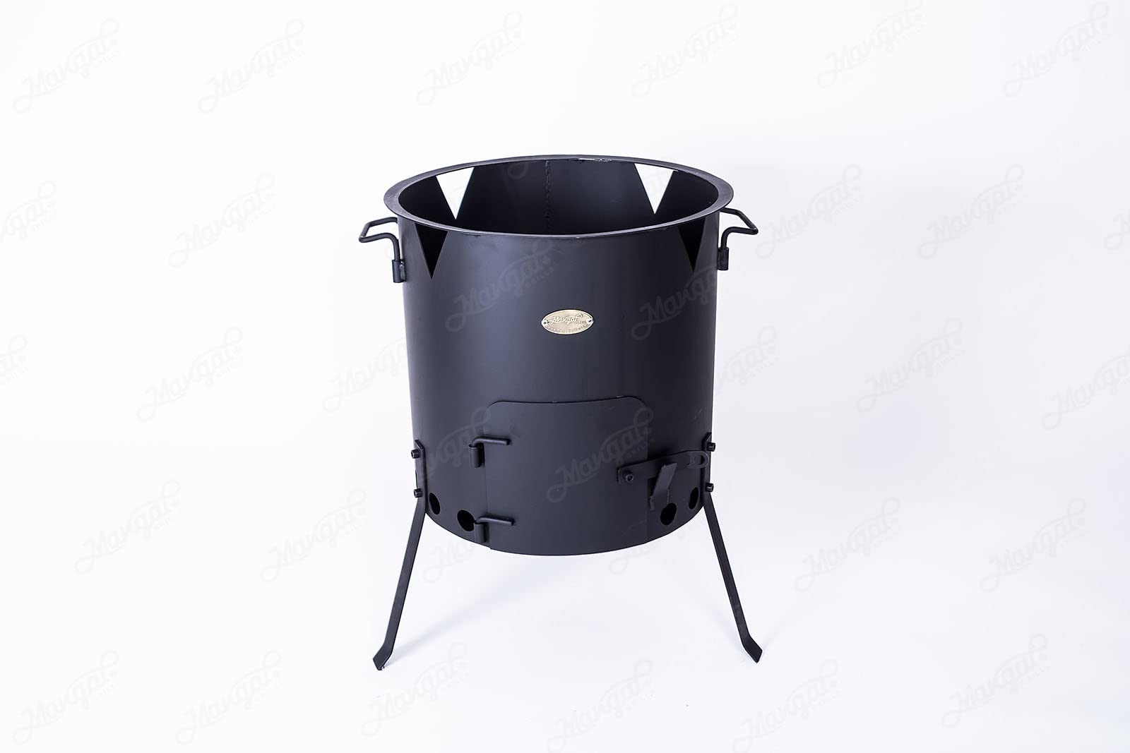 Kazan Cast Iron Cauldron Qazan Qozon Kadai (9L-2.3Gal) + Uchag Oven Stove Wood Fire Duch Oven (36cm-14")