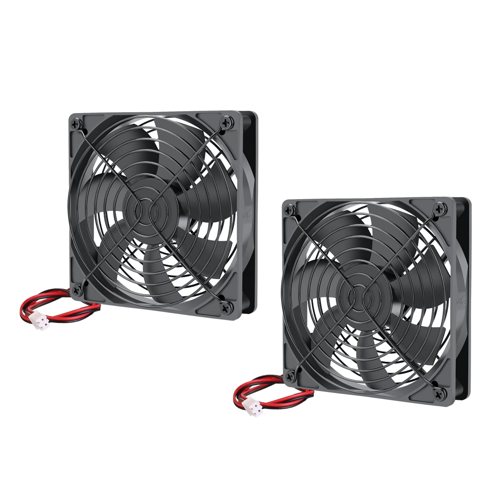 Neukniy 2-Pack 120mm 12v Computer Fan 2-PIN Replacement Fan Cooling for Power Supply RV Refrigerator Icemaker Incubator