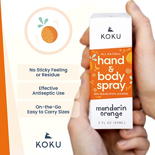 KOKU Citrus Hand & Body Spray Set of 3 Scents | Lemon-Lime-Mandarin Orange | 3 x 3 fl oz