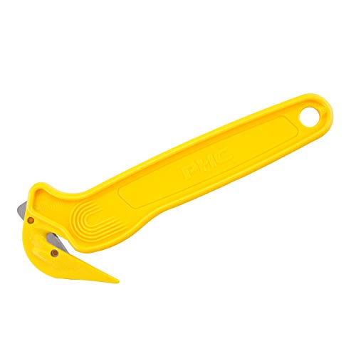 Pacific Handy Cutter DFC364 Disposable Film Cutter, Sharp & Durable Steel Blade, Safe and Efficient Cutting Design for Shrink Wrap, Stretch Wrap, Tape, and Plastic Straps , Yellow