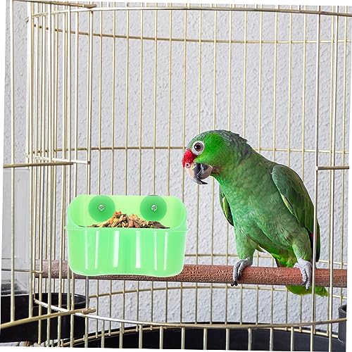 MERRYHAPY 2pcs Parrot Feeder Bird Cage Food Bowl Pet Supplies Birds Feeders Cups Plastic Stainless Steel