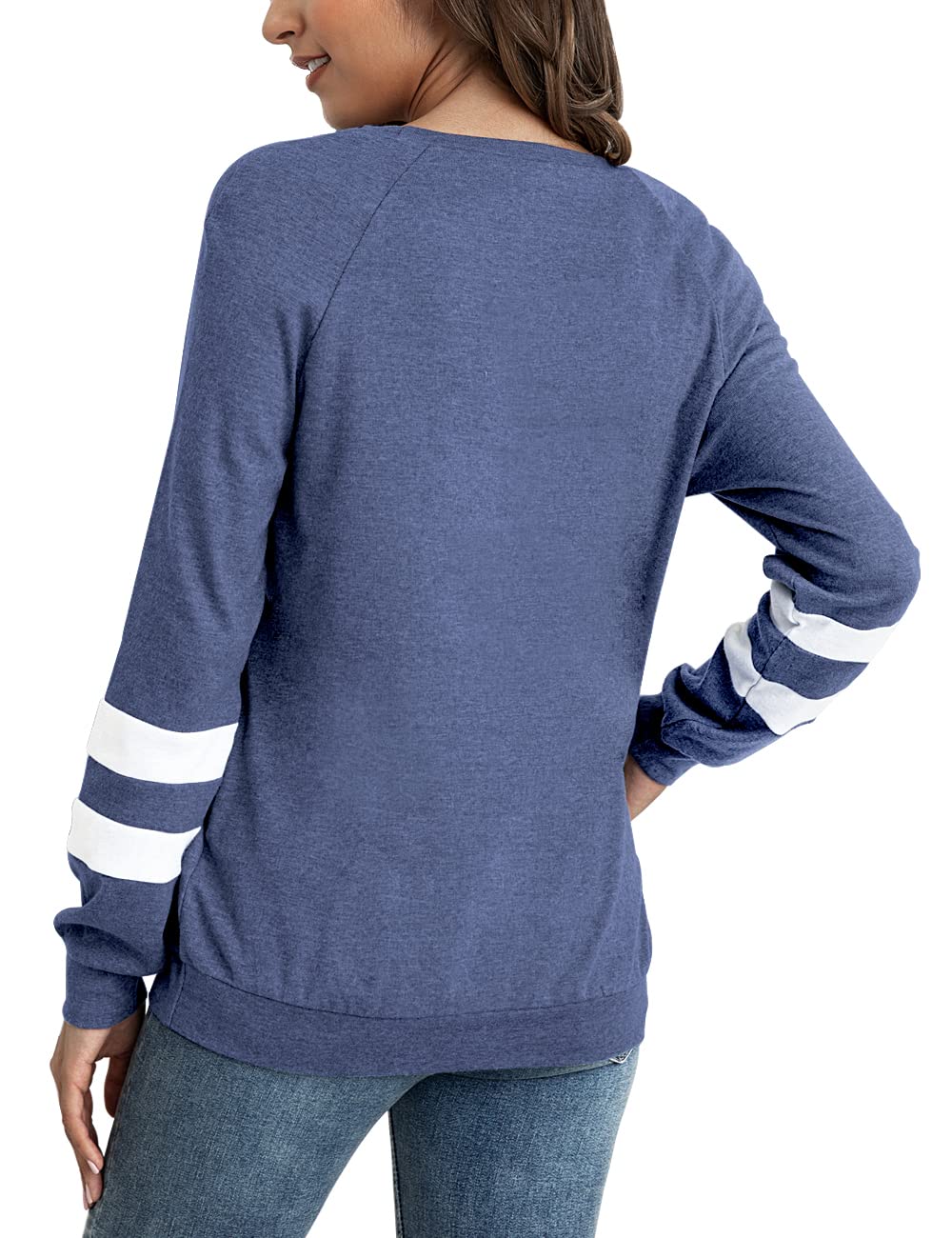 FOLUNSI Casual Round Neck Long Sleeve Loose Fit Tunic Tops Comfy with Pockets Cloudy Blue, 1X