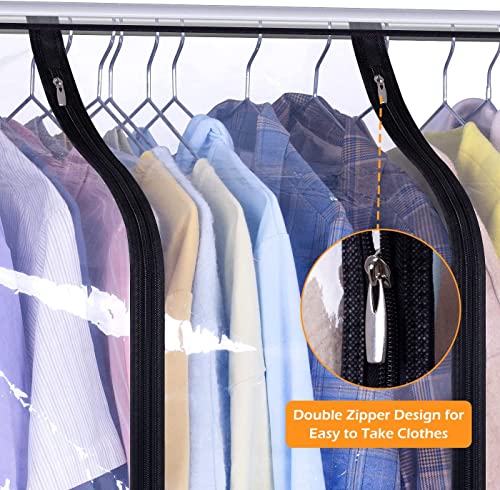MISSLO 40" Hanging Garment Bags for Closet Storage Clear Garment Rack Cover Bottom Enclosed Cloth Cover Hanging Clothes Storage Bag Waterproof Clothes Protector for Suits, Coats, Sweaters, Shirts