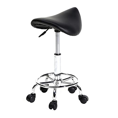 LLAMN Bar Stool Saddle Stool Ha Ha Feet Rotation Bar Stool Black Spa Tattoo Massage Salon Furniture