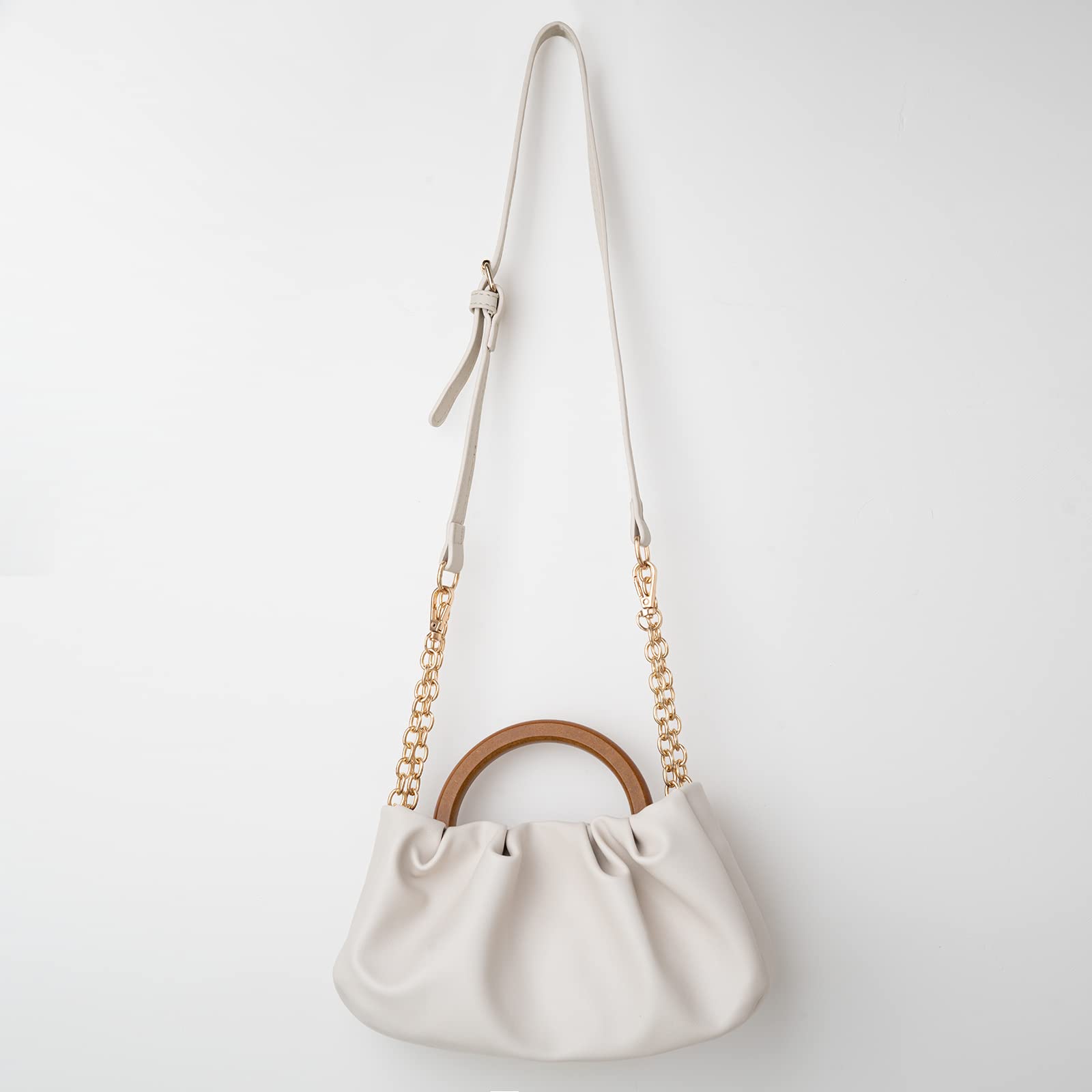 HEYCUE Women's Chic Fashion Clutch Purse Soft Pleated Leather Crossbody Bag Small Dumpling Top-Handle Bag