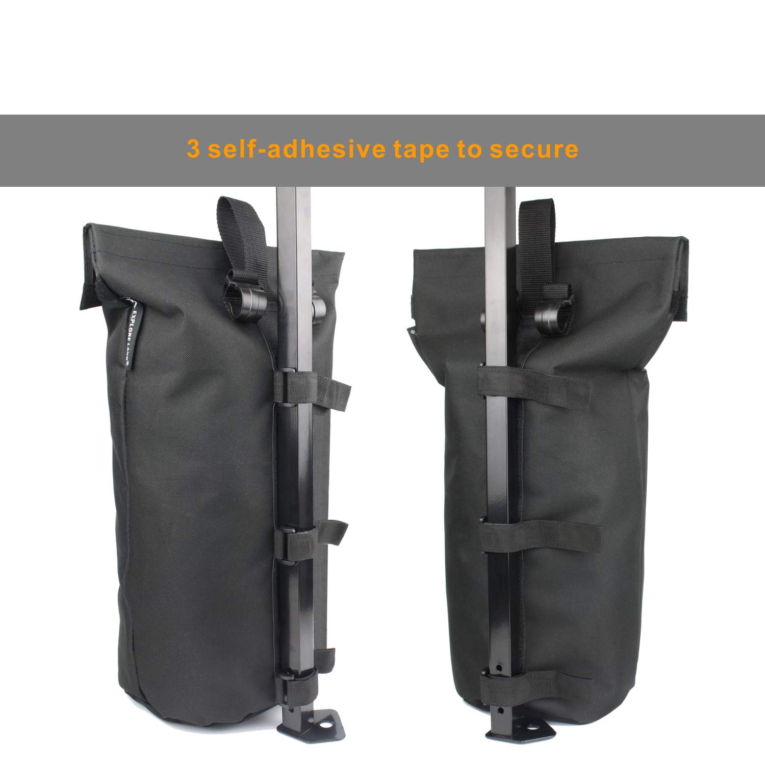 Explore Land 2-in-1 Weight Bag for Portable Pop-up Canopy Tent Gazebo Outdoor Up to 30 lb, without Sand 01(8 Pack, Black)
