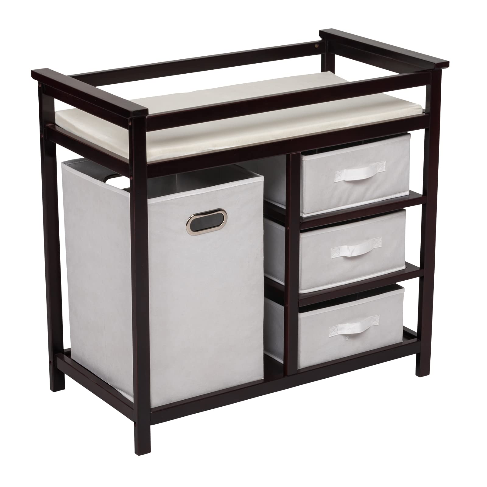 Kinsuite Baby Changing Table - Modern Wooden Nursing Table, with Cushions and Storage Drawers, Mother’s Intimate Care, Convenient and Safe, Brown