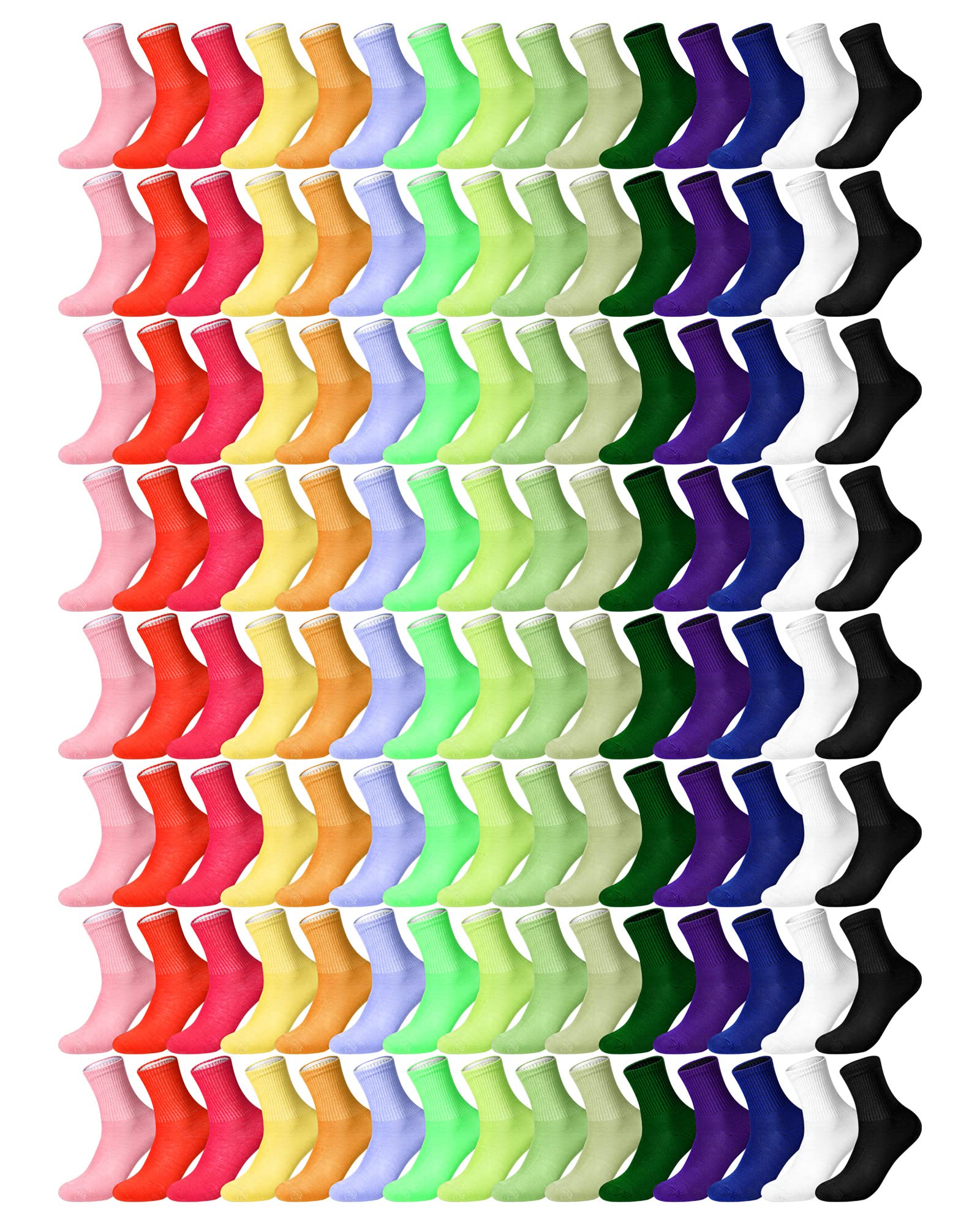 JaGely 60 Pairs Women's Crew Socks Bulk, Solid Color Cotton Socks, Colorful Athletic Stretch Slouch Lightweight Dress Sock for Girls, One Size