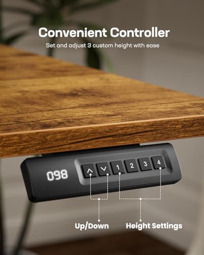 Marsail Electric Standing Desk,Adjustable Height Stand up Desk, 40 x 24 Inch Home Office Furniture Computer Desk, 4 Memory Preset with Headphone Hook, Cable Organizer, Rustic Brown