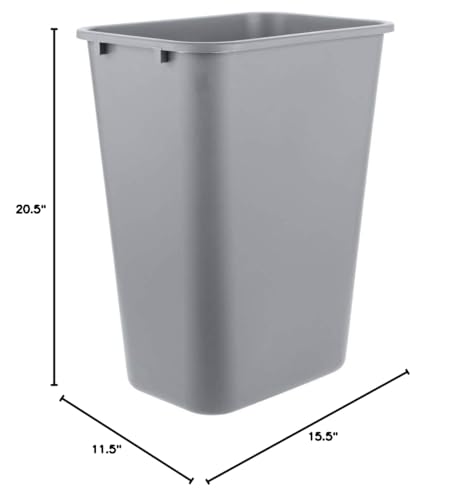 PRO&Family 41 Qt. / 10 Gallon / 38 Liters Gray Rectangular Wastebasket. Trash Bin Kitchen Garbage Can Waste Basket Recycle Bin