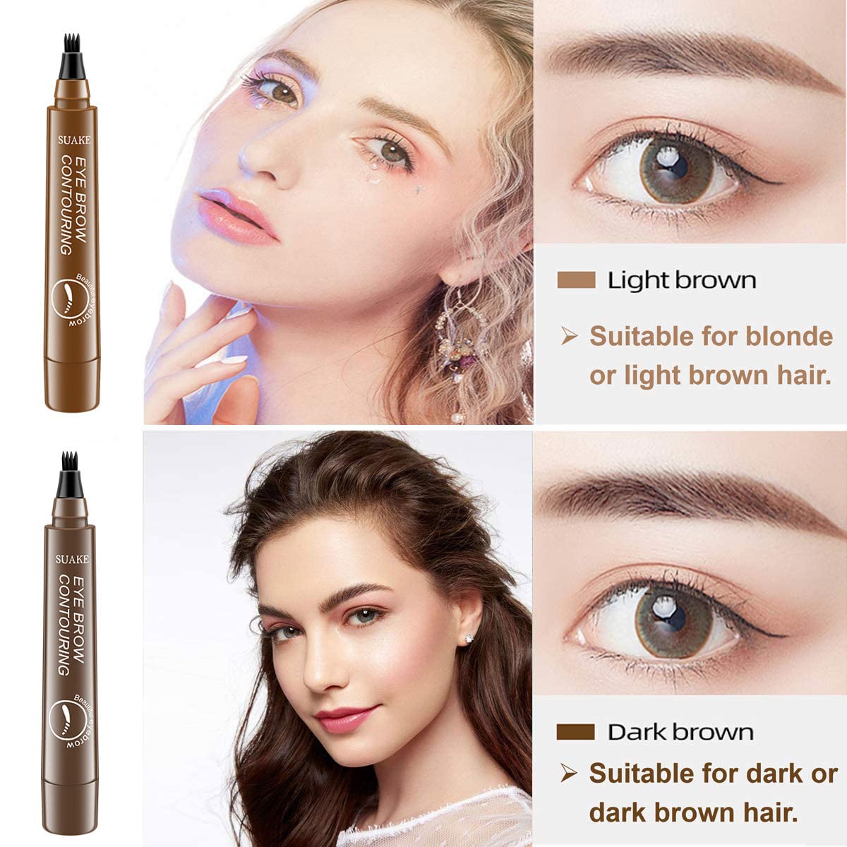 Eyebrow Pen - Upgrade Eyebrow TattooPen, Eyebrow Makeup, Long Lasting, Waterproof and Smudge-proof (Black)