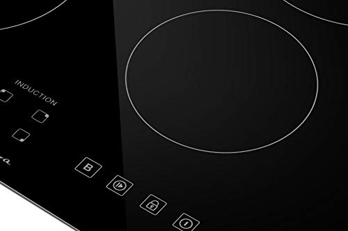 Empava 24 Inch Electric Stove Induction Cooktop with 4 Power Boost Burners Smooth Surface Vitro Ceramic Glass in Black 240V