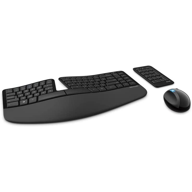Microsoft Sculpt Ergonomic Wireless Desktop Keyboard and Mouse, Black (L5V-00001) Bundle with Deco Gear Large Extended Pro Gaming Mouse Pad Water Resistant Non-Slip