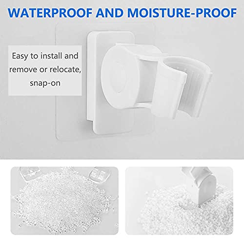 KnnRiim Shower Head Holder,Plastic Bathroom Strong Adhesive Showerhead Adapter,Wall Mount Adjustable Handheld Shower Head Holder Bracket,Waterproof,Relocatable Shower Wand Holder,White