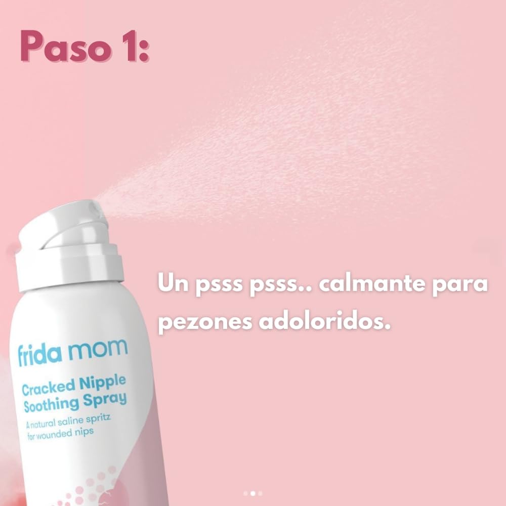 Frida Mom Nipple Cream and Saline Spray Set, Breastfeeding Essentials for New Moms, Cracked Nipple Saline Spray and No-Mess Cream, 2pc Set