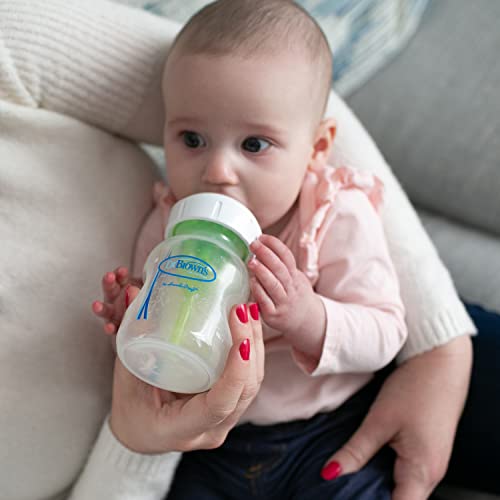Dr. Brown’s Natural Flow Level 1, Wide-Neck Baby Bottle Silicone Nipple, Slow Flow, 100% Silicone, 4 Pack, 0m+