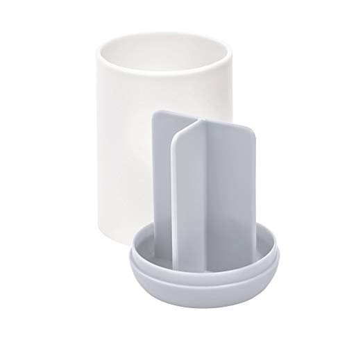 iDesign Cade Holder, Holds Normal Toothbrushes, Spin Brushes, and Toothpaste, 3" x 3" x 4. 5", Matte Black & Cade Holder, Holds Normal Toothbrushes, Spin Brushes, and Toothpaste-White and Gray