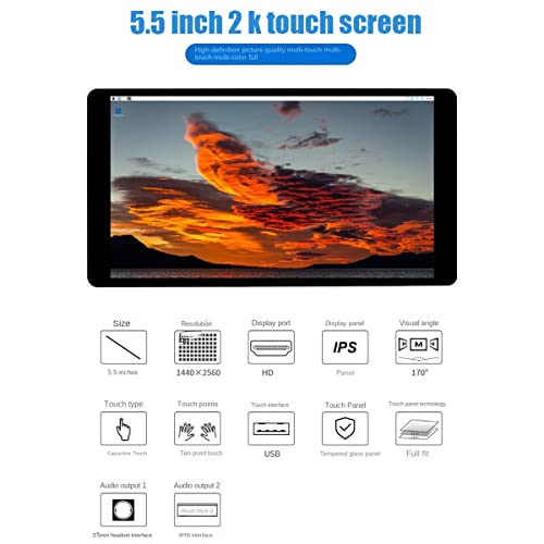 KALEN Pi 5.5 Inch IPS Capacitive Display with Speaker 1440X2560 Computer Secondary Screen