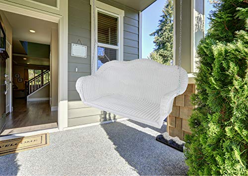 Northlight 50" White Stripe Outdoor Patio Resin Wicker Swing with Chain