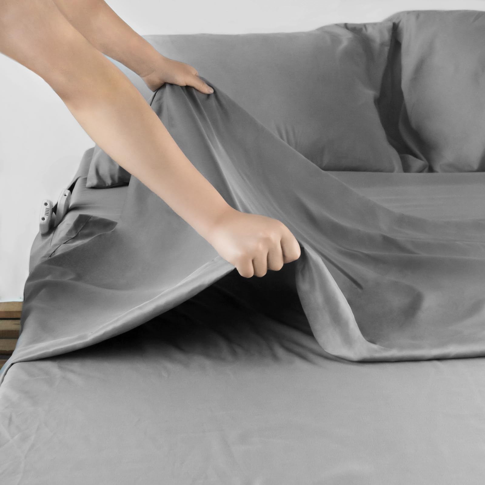 Extra Deep Pocket Full Sheet Set - Breathable & Extra Soft - Deep Pockets Full Size Sheet Sets - Easy Fit 16in to 24in Mattress - 4 Piece Set - Grey Bed Sheets Set