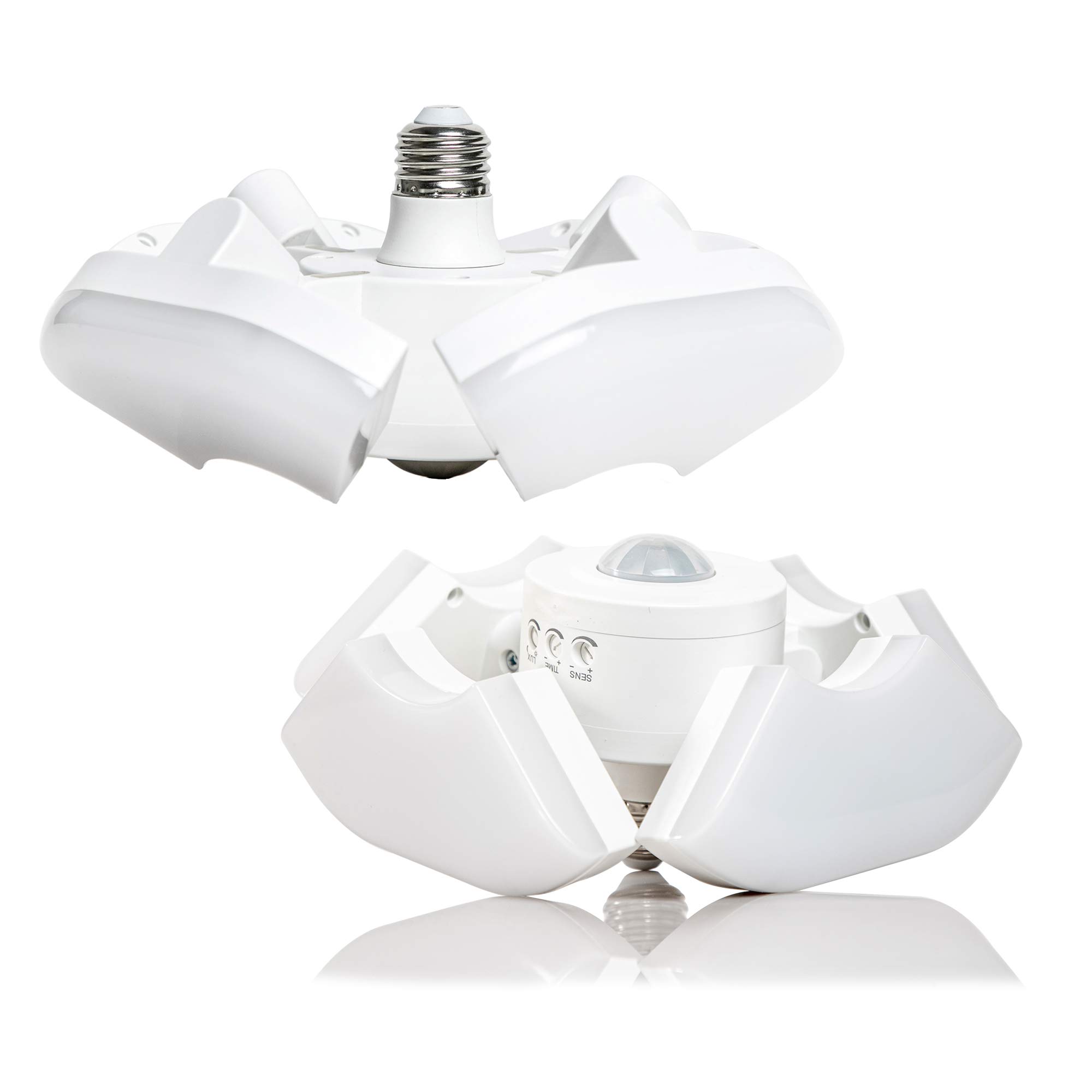 FLSNT 2-Pack Motion Sensor LED Garage Light, Waterproof 5000K Daylight LED Motion Activated Light with 4 Deformable Panels for Foyer, Porch, Entryway, 30W, 3000LM, E26 Base