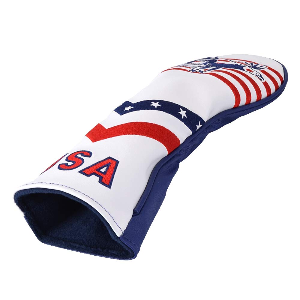GOOACTION USA Eagle Golf Club Fairway Wood Head Cover American Stars Stripes Flag Pattern Design Leather Patriotic 3 5 Woods Headcover