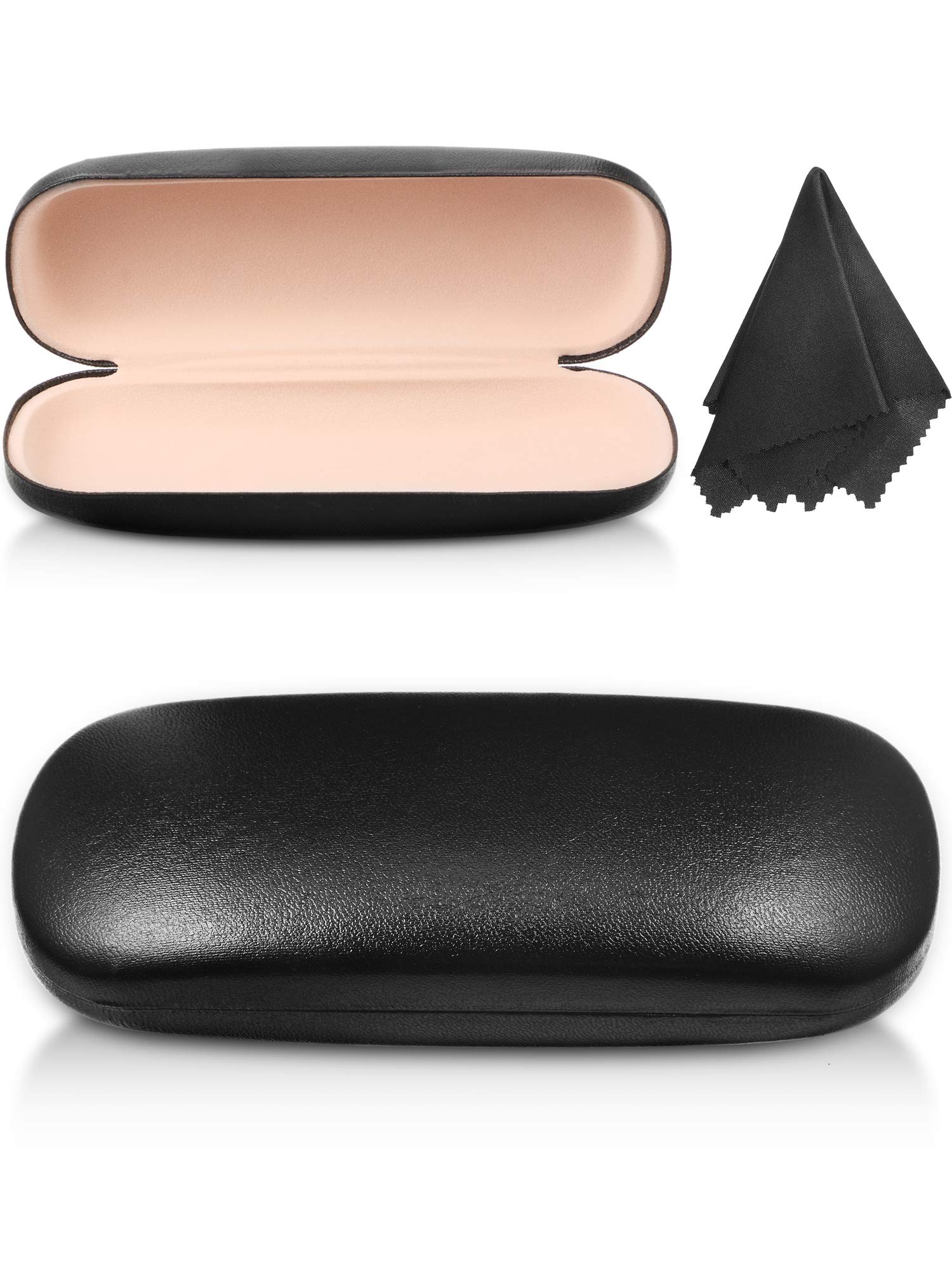 Frienda 3 Pieces Hard Glasses Case Reading Eyeglass Case Protective Sunglasses Case with Cleaning Cloth for Men Women Unisex(Black)